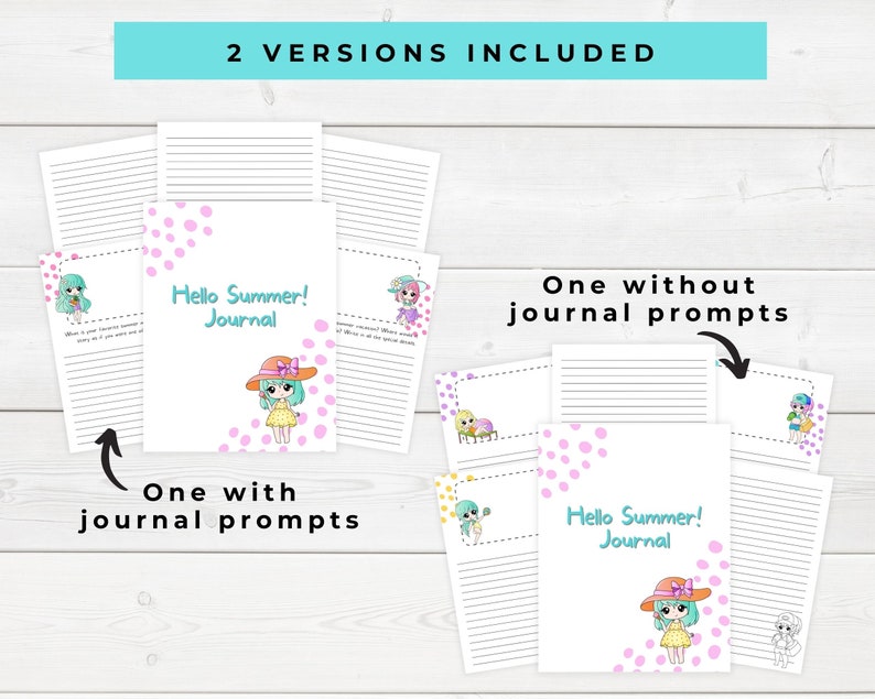 Printable Hello Summer Journal for Kids, Journal Prompts, Writing ...