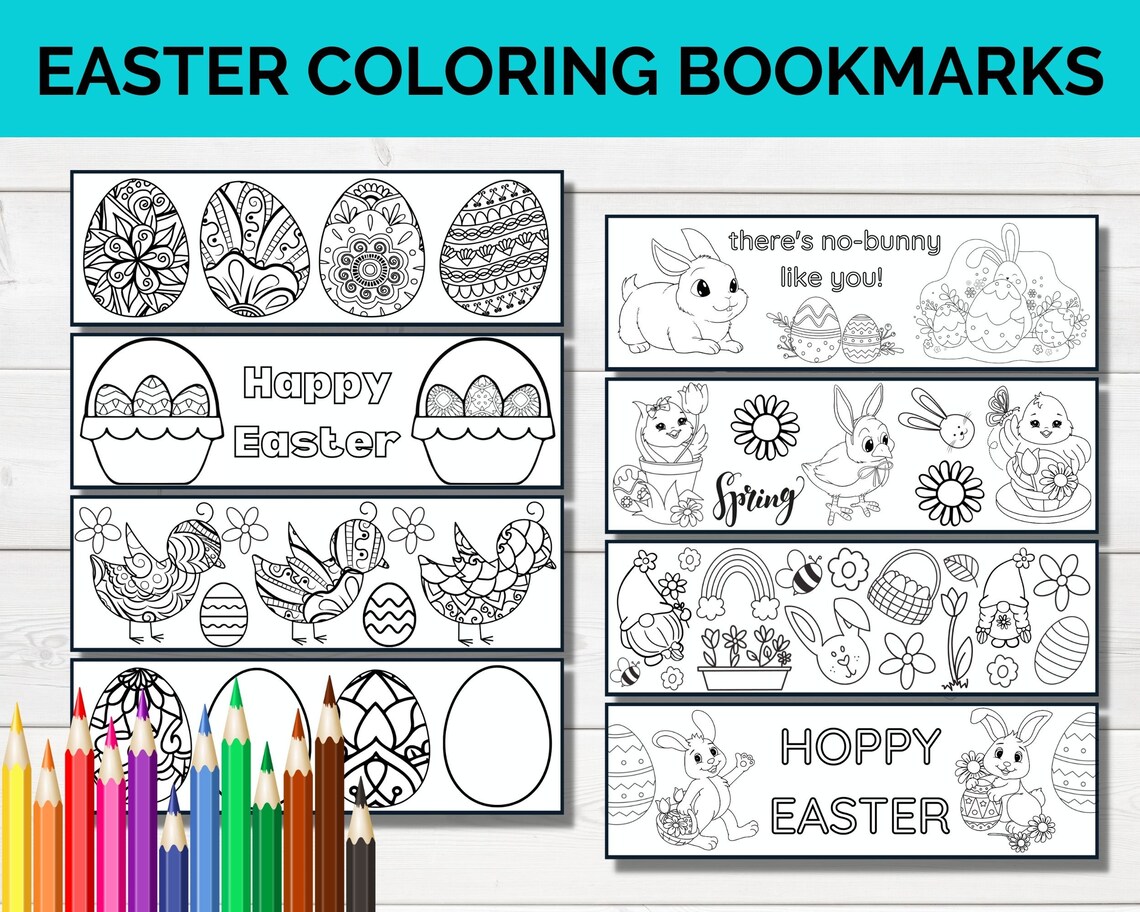 Easter Coloring Bookmarks, Printable, Easter Basket Stuffers, Easter ...