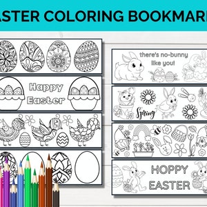 Easter Coloring Bookmarks, Printable, Easter Basket Stuffers, Easter ...