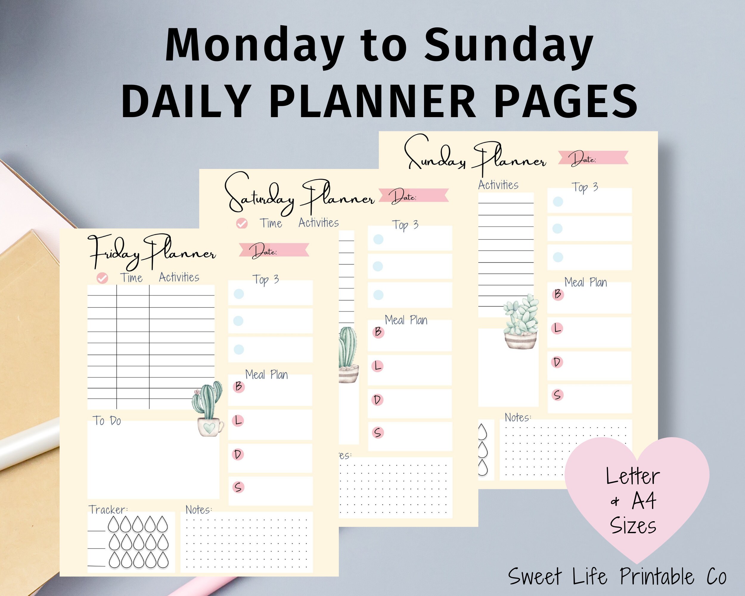 Calendars & Planners Paper Paper & Party Supplies Succulent Planner ...