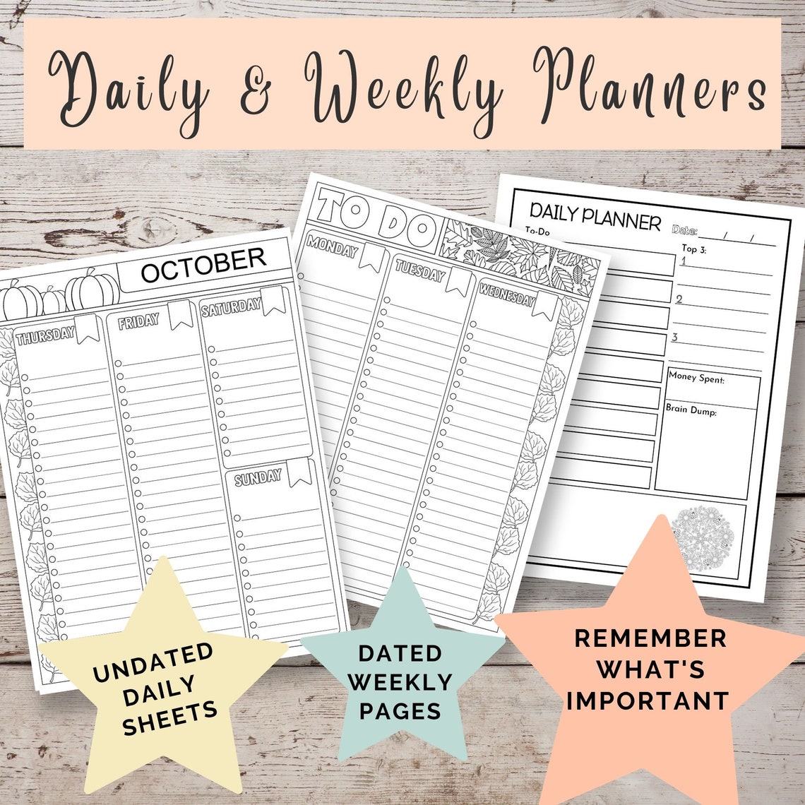 October Undated Planner Printable October Calendar Weekly - Etsy