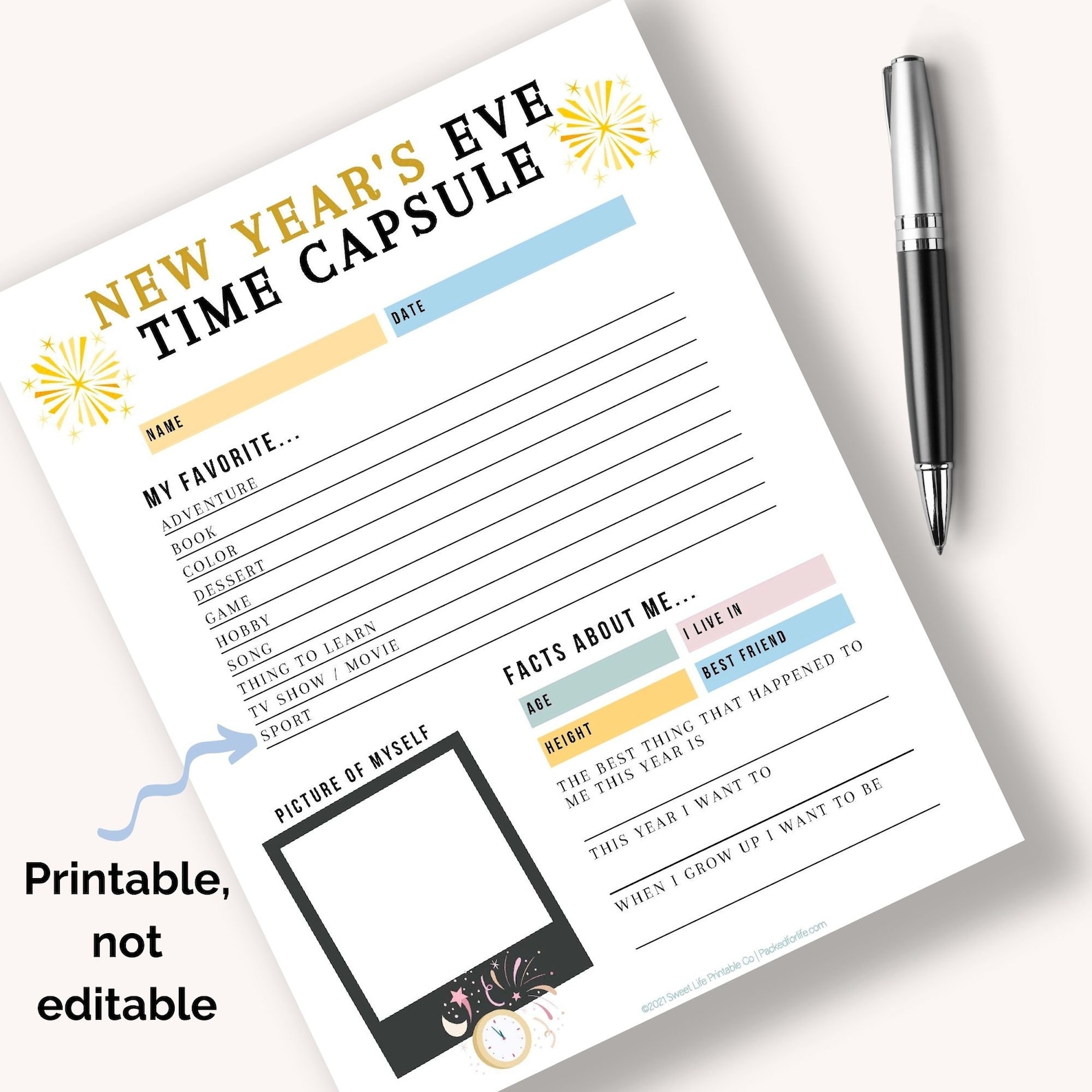 Kids Time Capsule Printable, New Year's Eve Kids Activity, Kids Year in ...