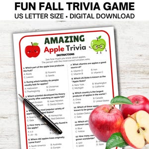 Apple Trivia Game Printable, Fall Trivia Game, Fall Printables, Office ...