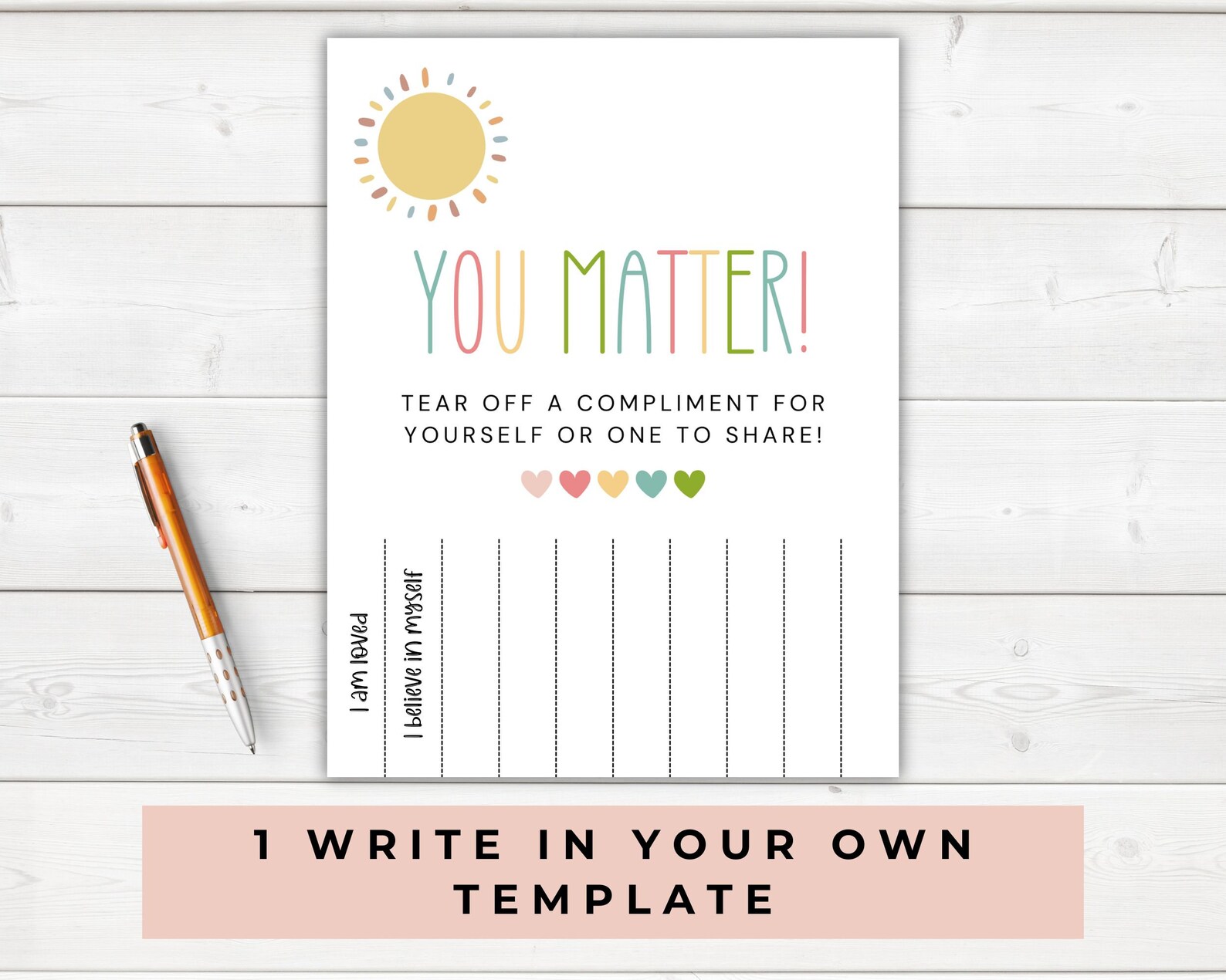 Positive Affirmations for Kids, Tear off Flyer, Tear off Compliments ...