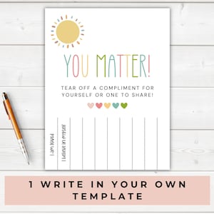 Positive Affirmations for Kids, Tear off Flyer, Tear off Compliments ...