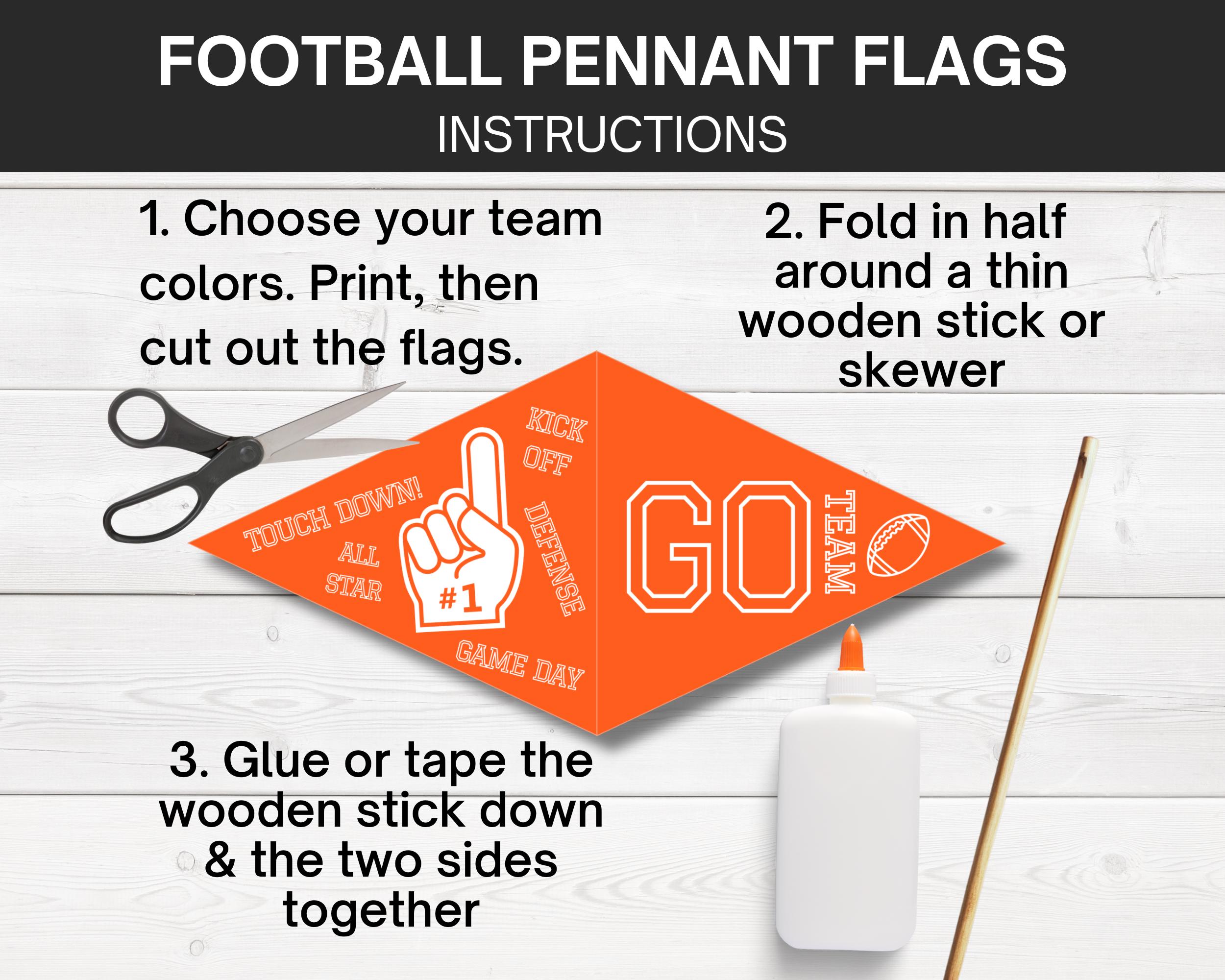 Football Pennant Flag Printables, Football Party Decor, Tailgate ...