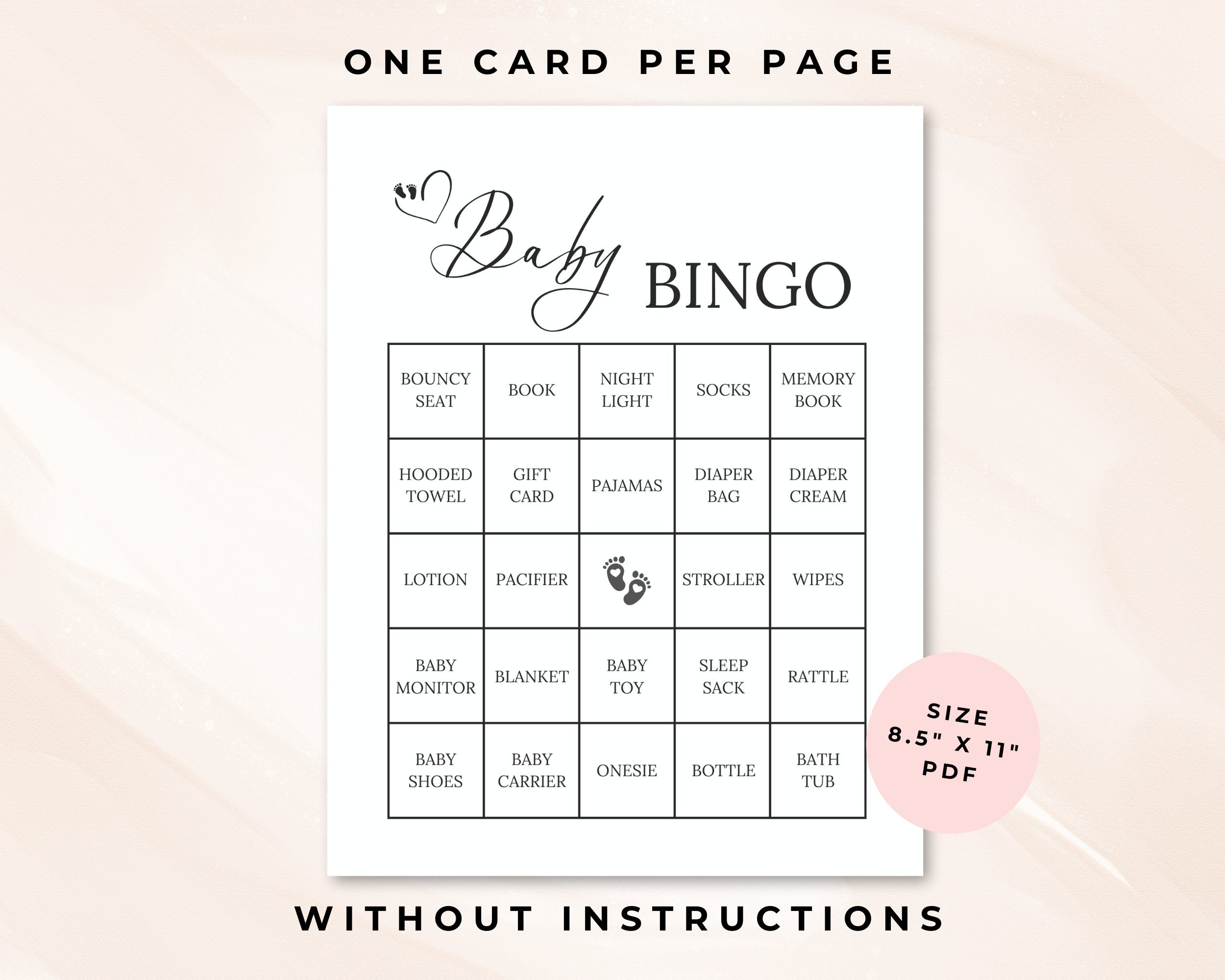 Printable Baby Shower Bingo Set, 50 Minimalist Baby Bingo Game Cards ...