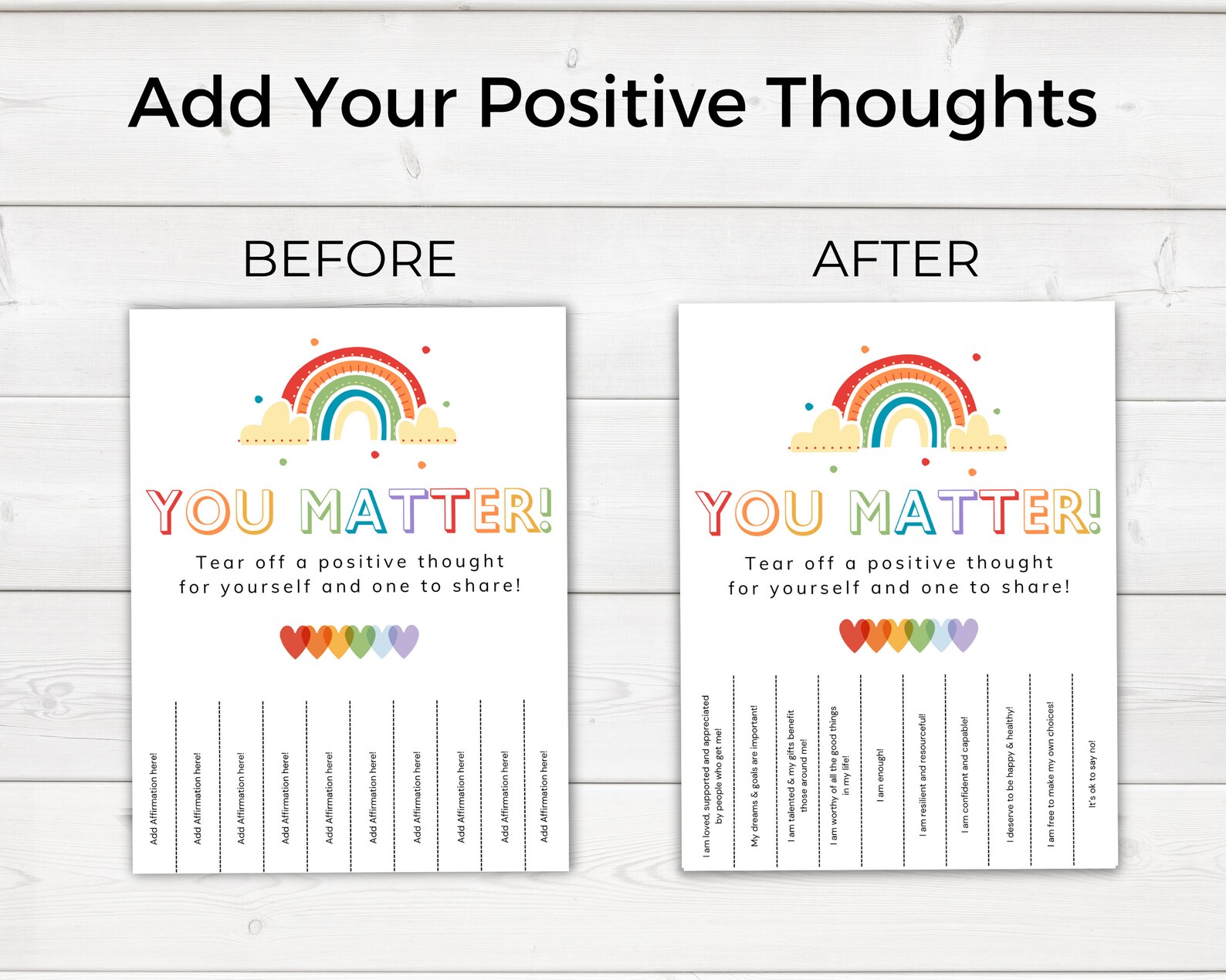 Editable You Matter Tear off Flyer, Positive Affirmations for Kids ...