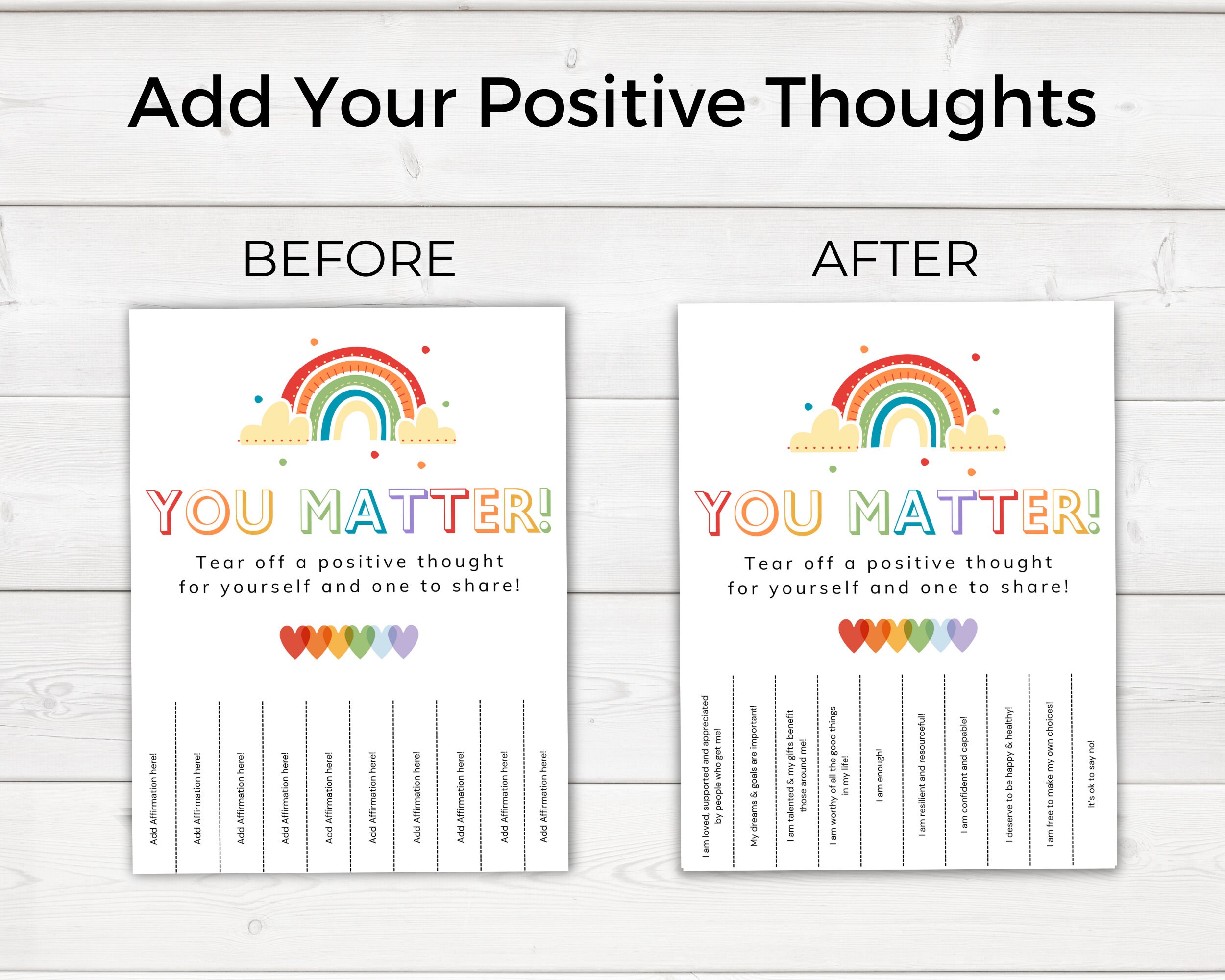 Editable You Matter Tear off Flyer, Positive Affirmations for Kids ...