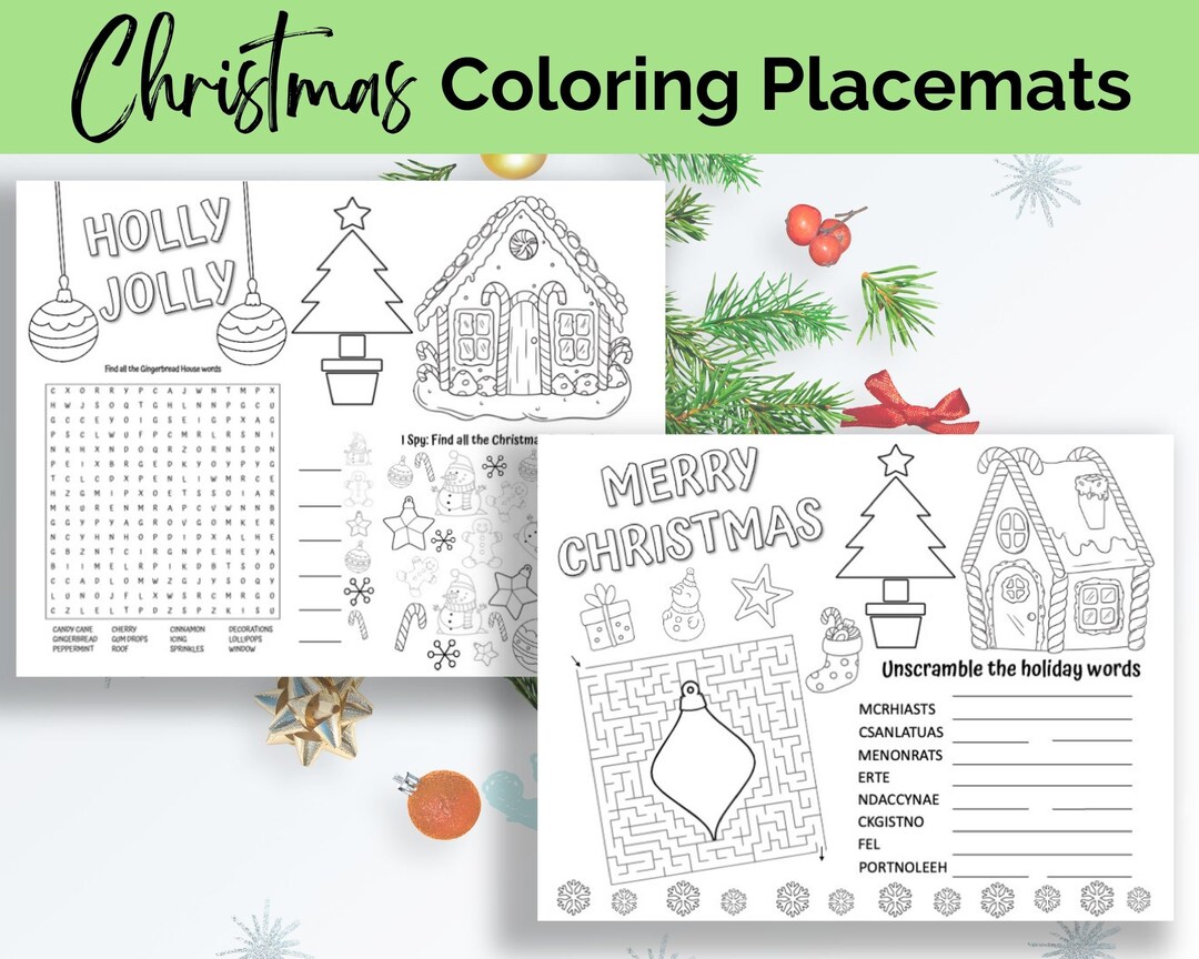 Christmas Placemats for Kids, Printable Placemats, Coloring Pages ...