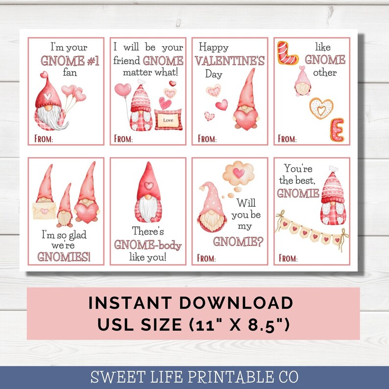 Gnome Valentine Cards, Classroom Valentines, Kids Valentines ...