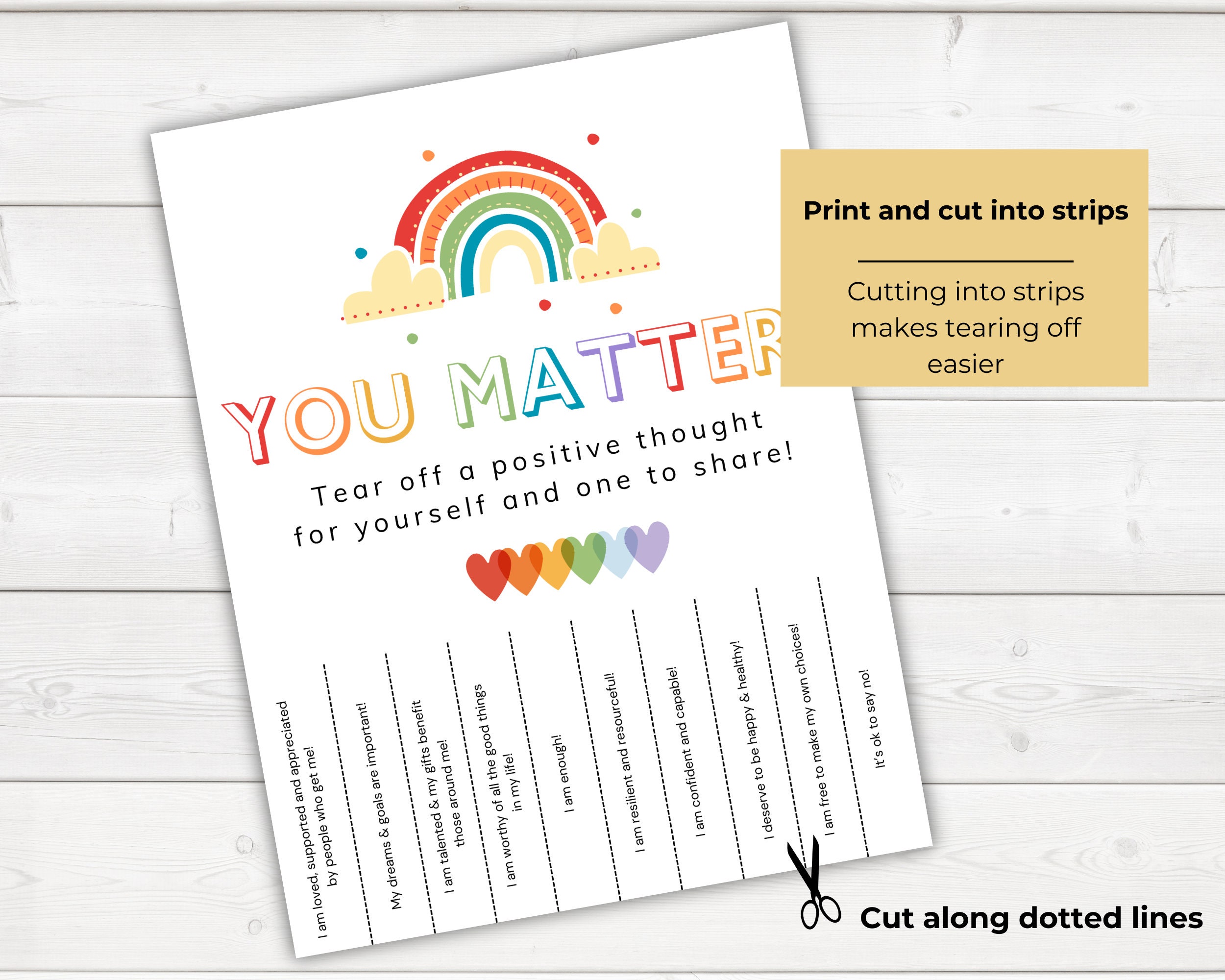 You Matter Words of Affirmation, Tear off Flyer, Tear off Compliments ...