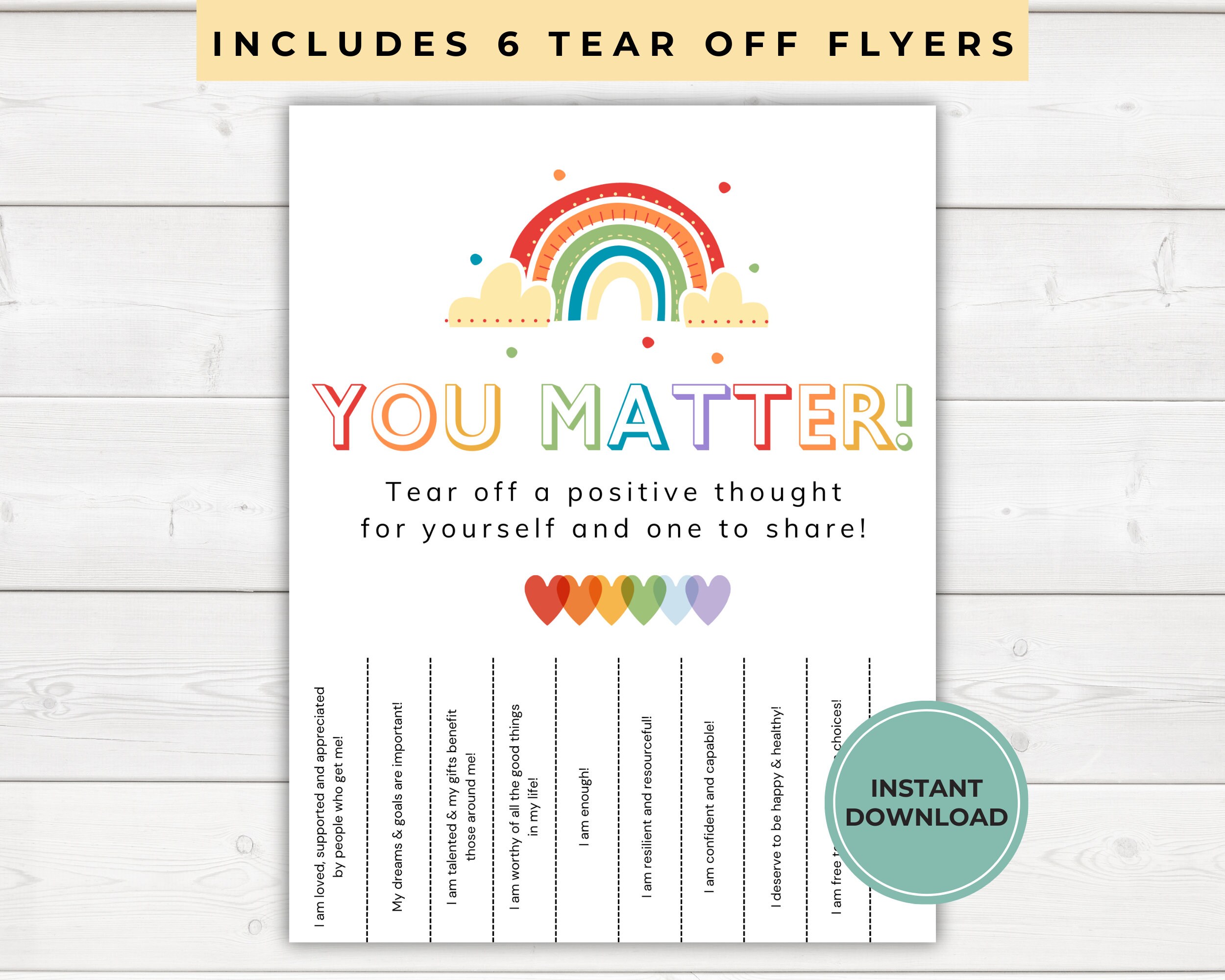 You Matter Words of Affirmation, Tear off Flyer, Tear off Compliments ...