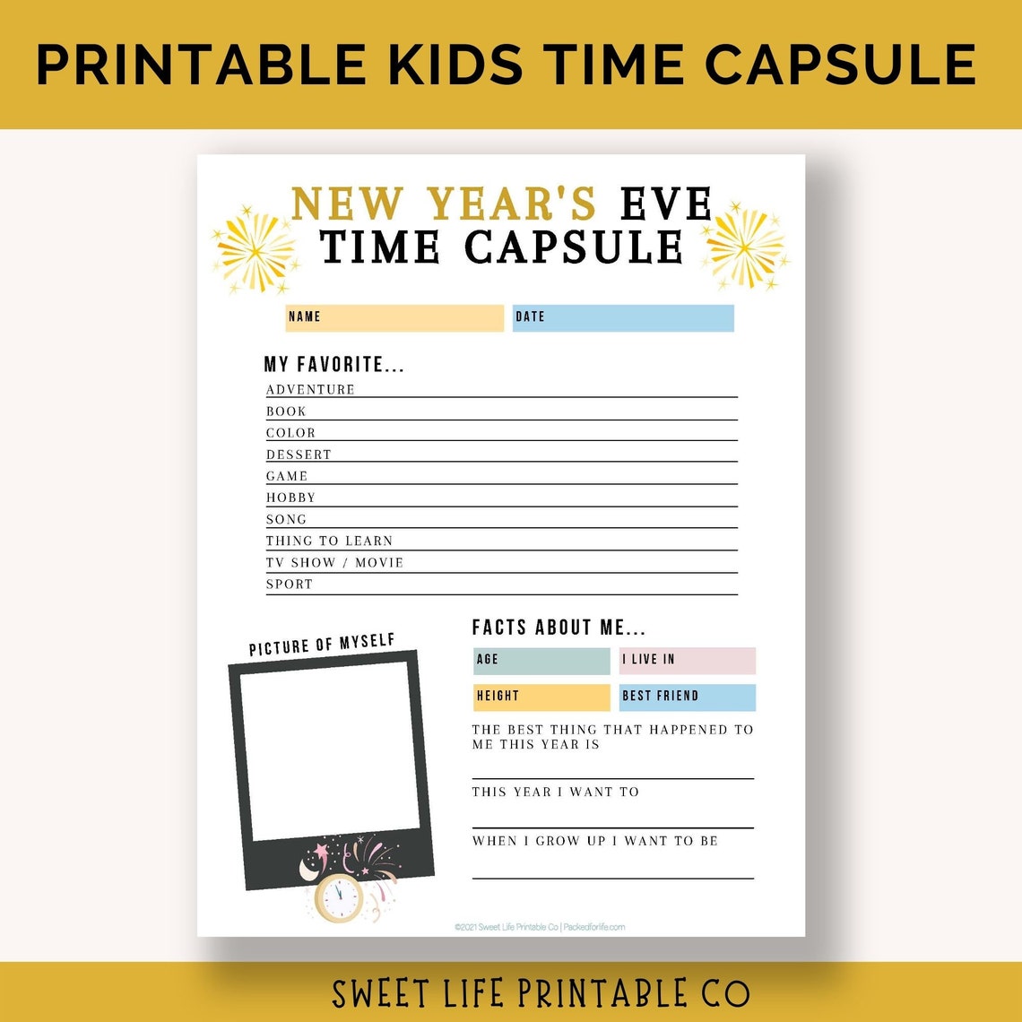 Kids Time Capsule Printable, New Year's Eve Kids Activity, Kids Year in ...