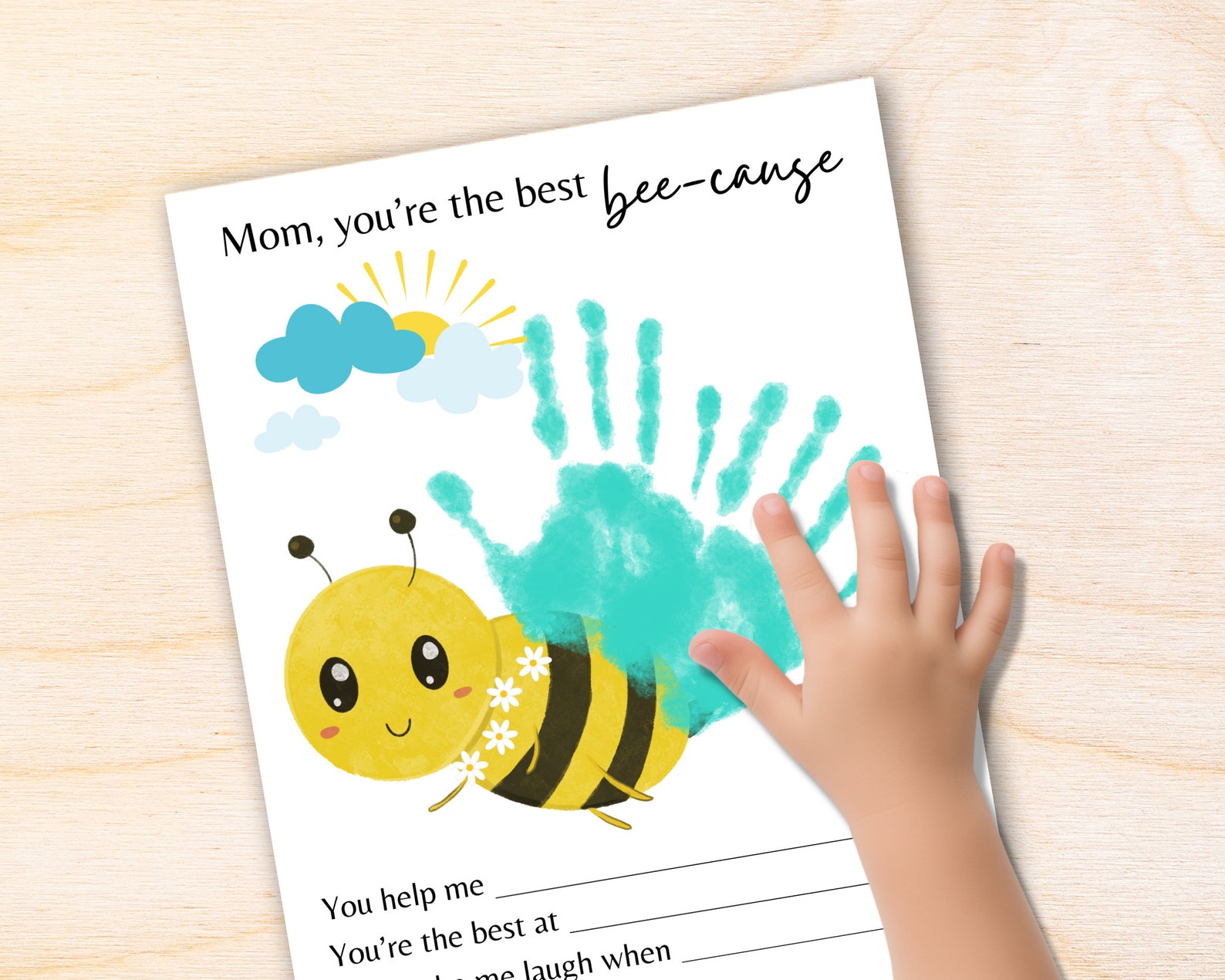 Grandparents Day Handprint, Birthday Gift for Mom, I Love My Mom Bee ...