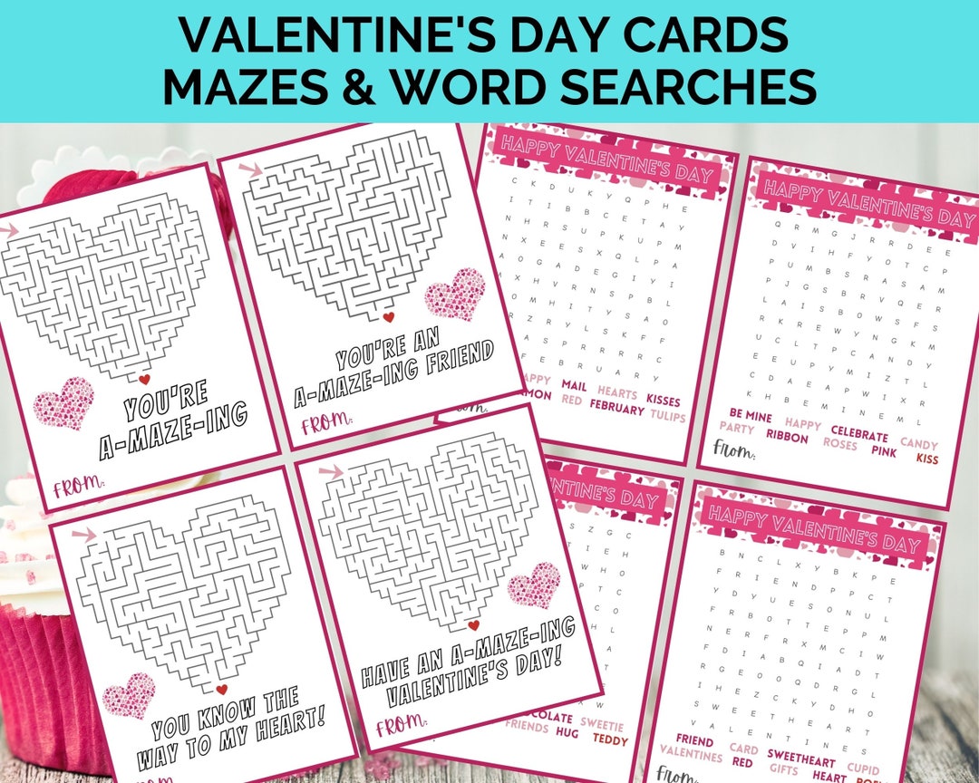 Printable Maze Valentines, Valentines Day Activity, Printable ...
