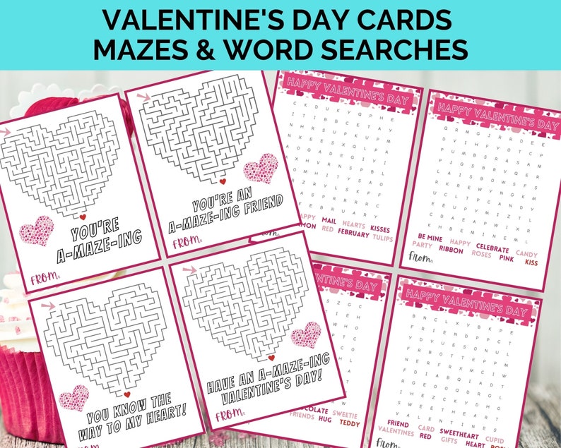 Printable Maze Valentines, Valentines Day Activity, Printable ...