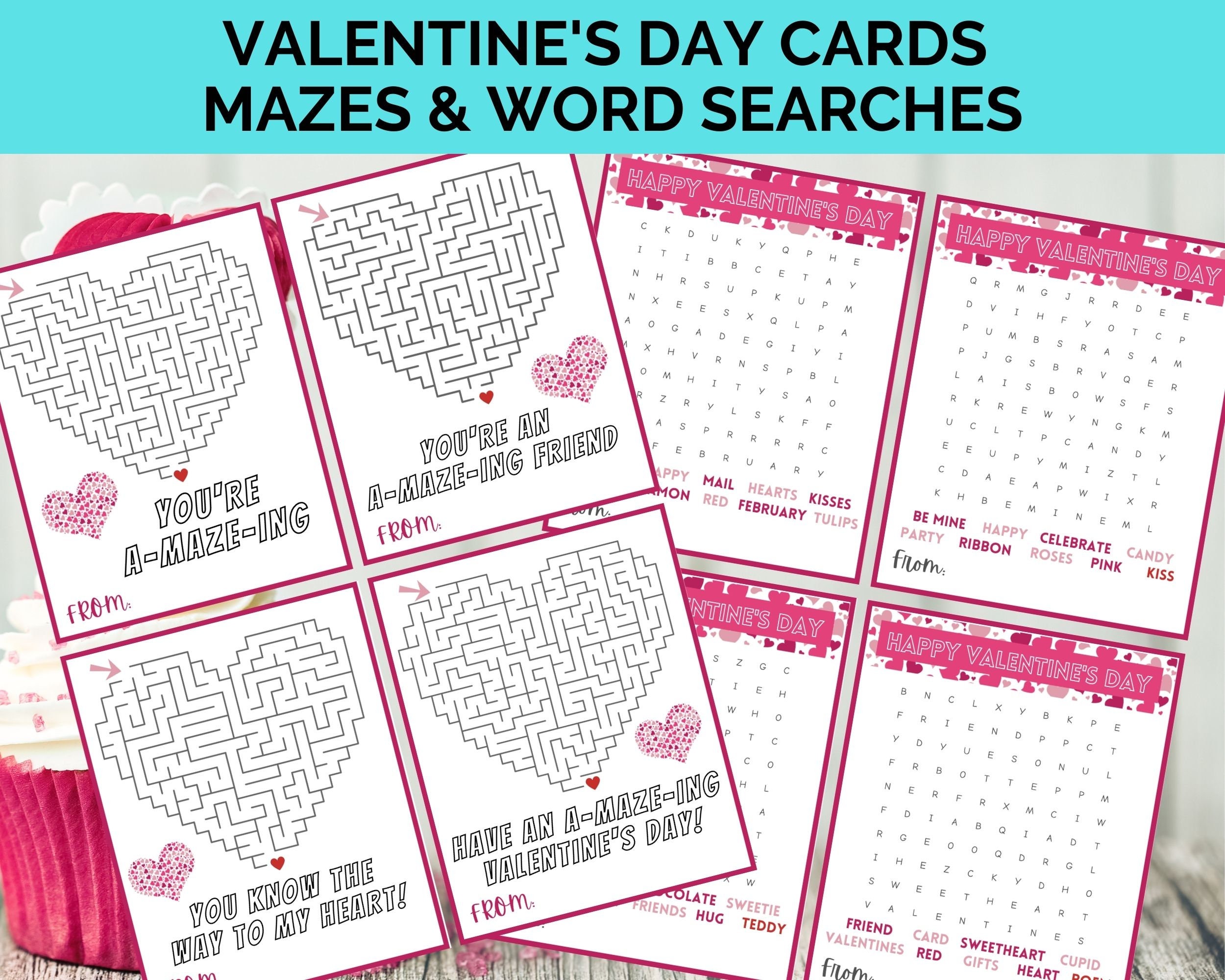 Printable Maze Valentines, Valentines Day Activity, Printable ...