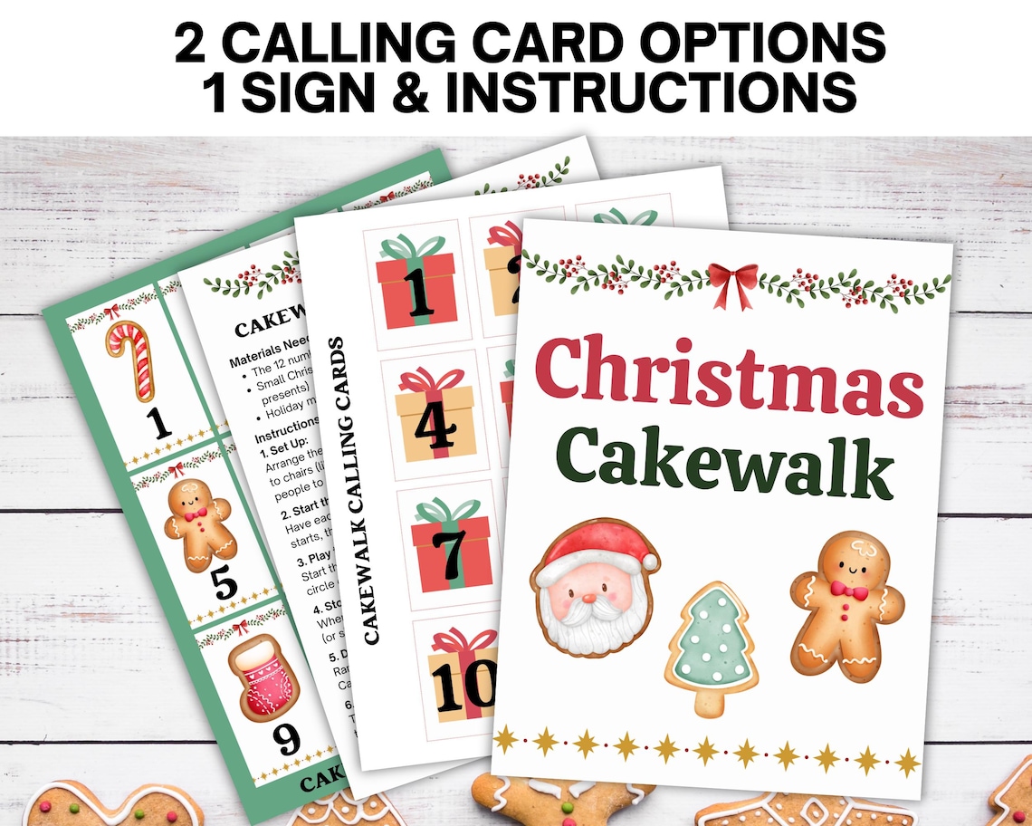 Christmas Cake Walk Game, Printable Cakewalk Signs, Holiday Party Game ...