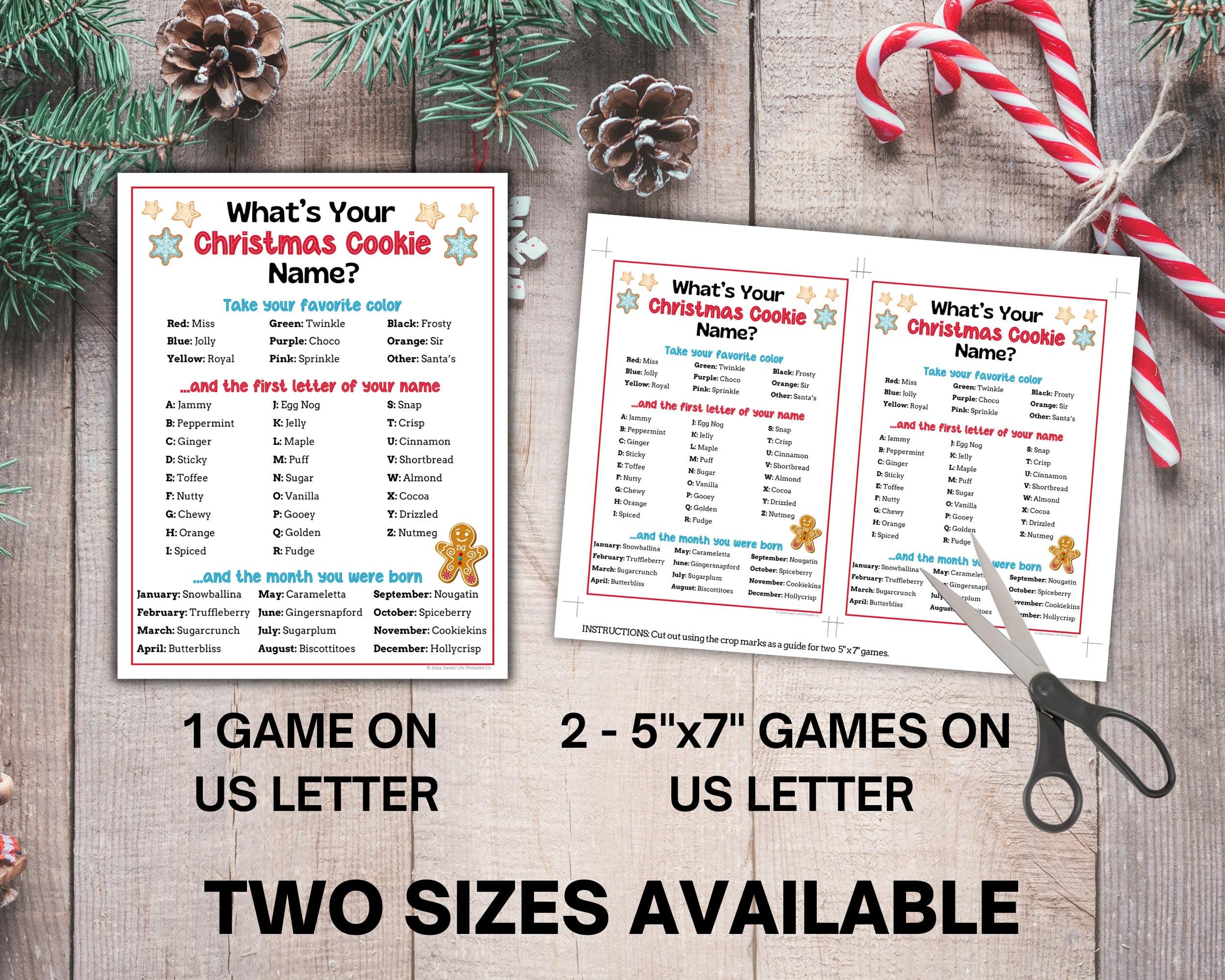 What's Your Christmas Cookie Name Game, Christmas Name Tags & Sign, Fun ...