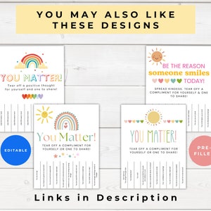 You Matter Words of Affirmation, Tear off Flyer, Tear off Compliments ...