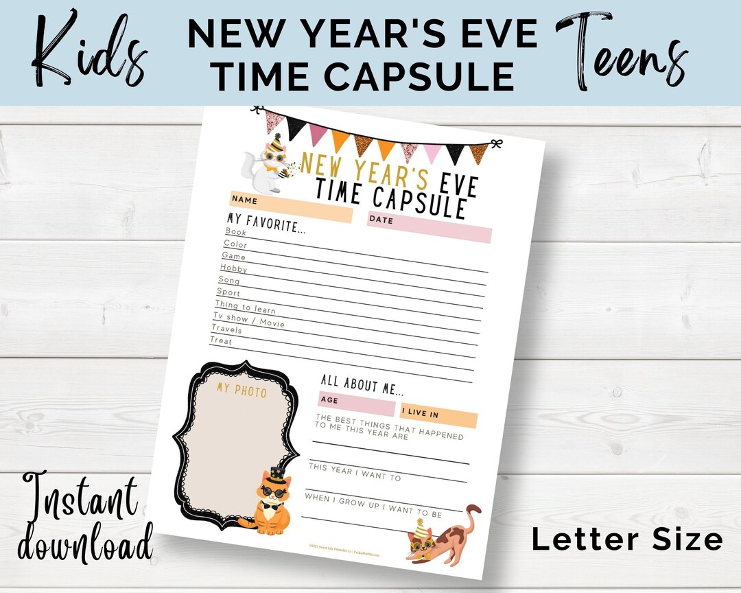 Kids Year in Review, New Year's Eve Kids Activity, Kids Time Capsule ...
