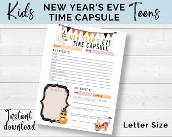 Kids Time Capsule Printable New Year's Eve Kids Activity | Etsy