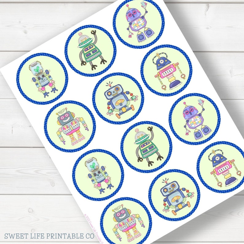 Robot Cupcake Toppers, Robot Birthday, Printable Toppers, Robot Party ...