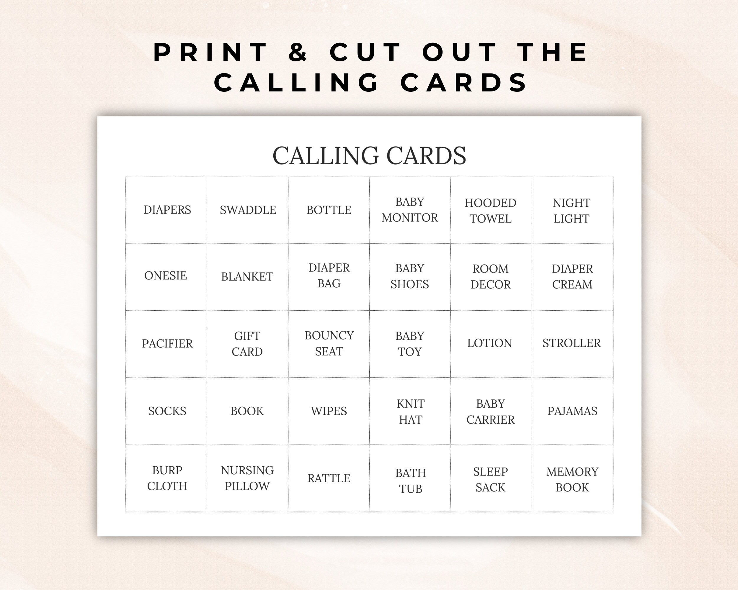 Printable Baby Shower Bingo Set, 50 Minimalist Baby Bingo Game Cards ...