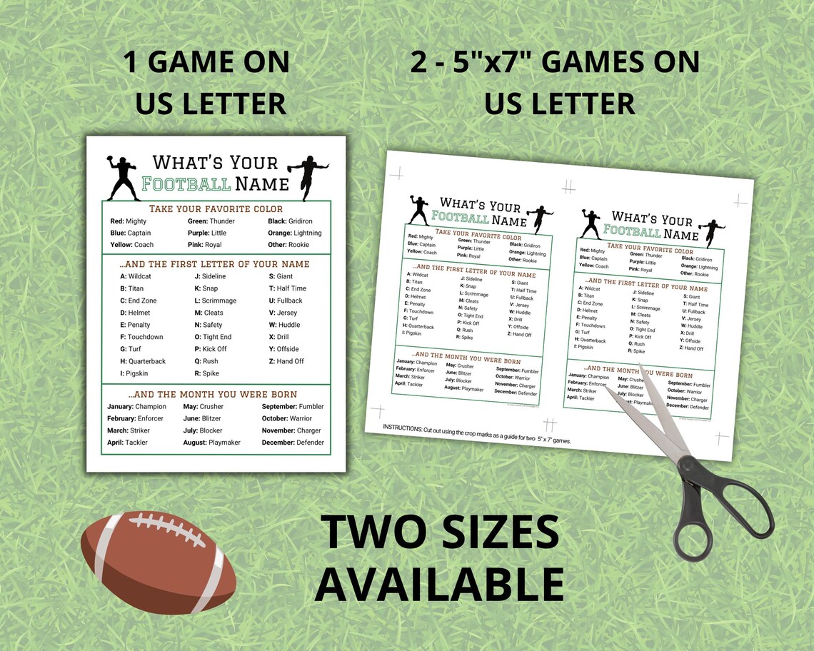 What's Your Football Name Printable, Football Party Games, Name Tags ...