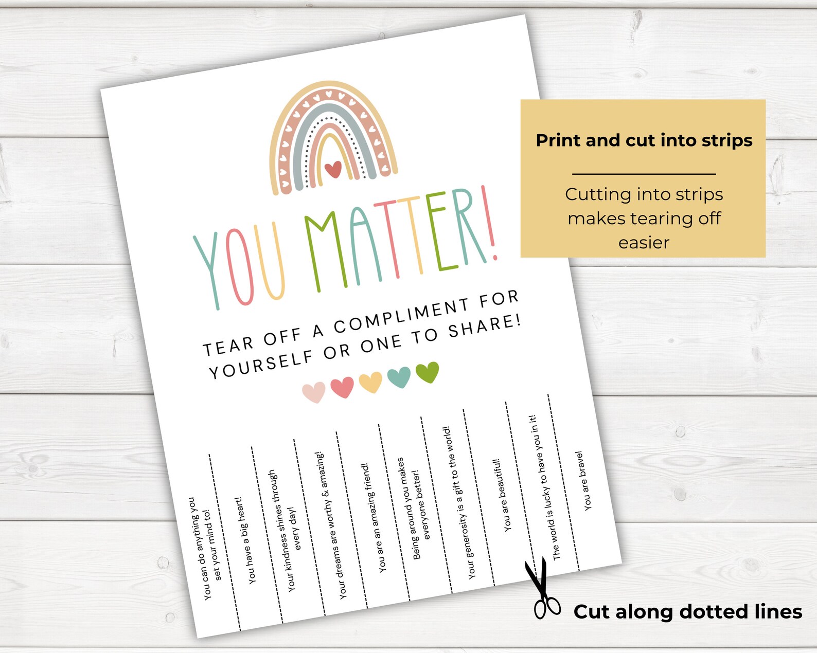 Positive Affirmations for Kids, Tear off Flyer, Tear off Compliments ...