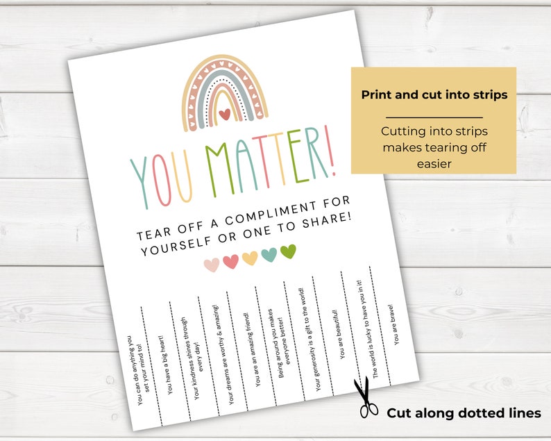 Positive Affirmations for Kids, Tear off Flyer, Tear off Compliments ...