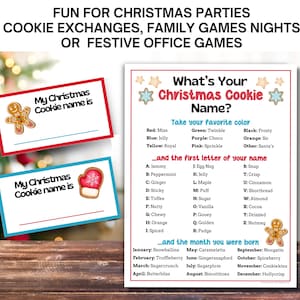 What's Your Christmas Cookie Name Game, Christmas Name Tags & Sign, Fun ...