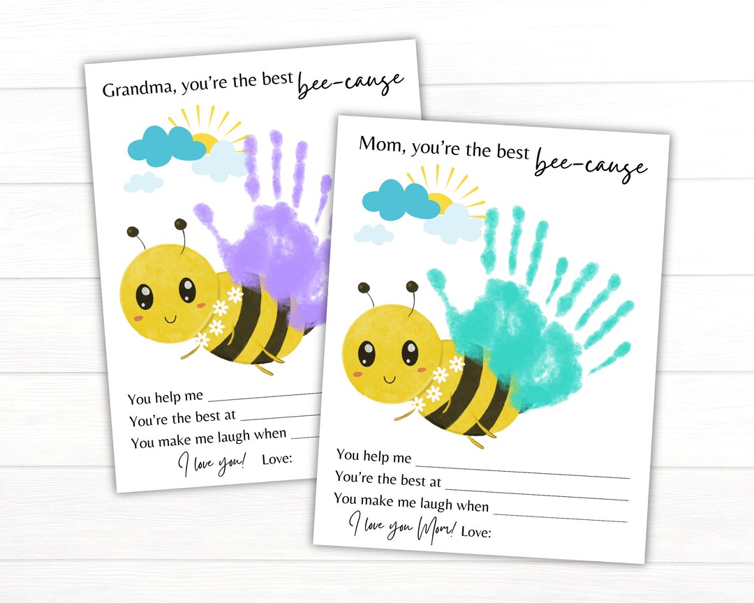 Grandparents Day Handprint, Birthday Gift for Mom, I Love My Mom Bee ...