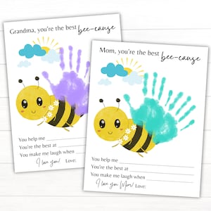 Grandparents Day Handprint, Birthday Gift for Mom, I Love My Mom Bee ...