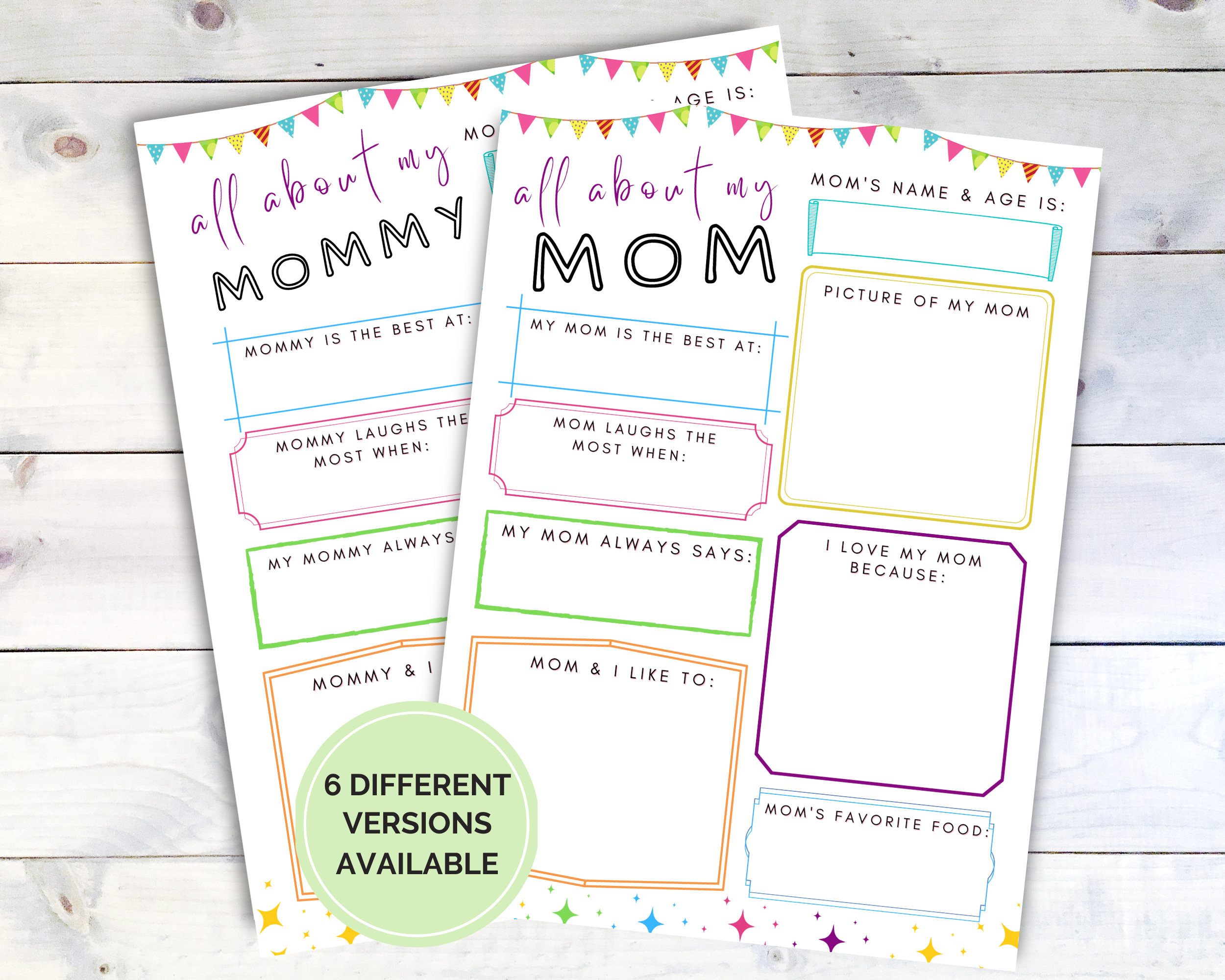 All About My Mom Printable, Mother's Day Gift, Birthday Gift for Mom ...