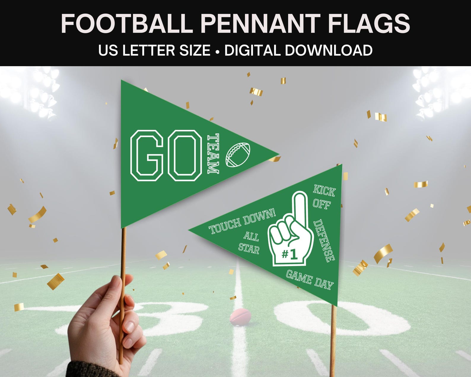 Football Pennant Flag Printables, Football Party Decor, Tailgate ...