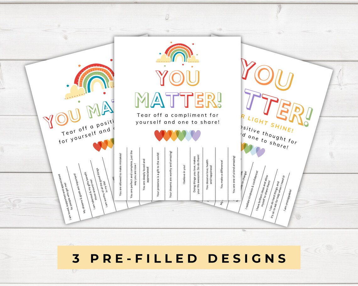 You Matter Words of Affirmation, Tear off Flyer, Tear off Compliments ...