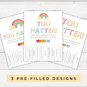 You Matter Words of Affirmation, Tear off Flyer, Tear off Compliments ...