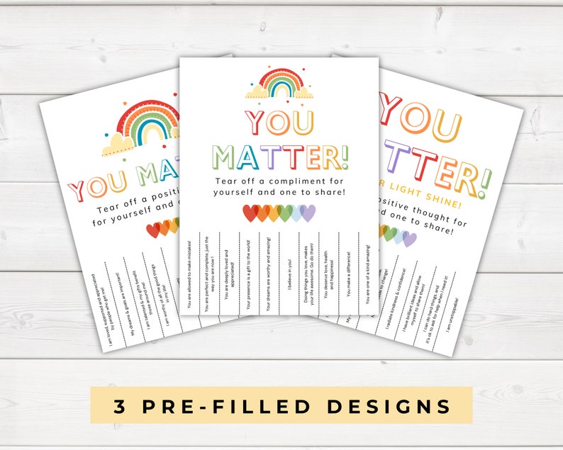 You Matter Words of Affirmation, Tear off Flyer, Tear off Compliments ...