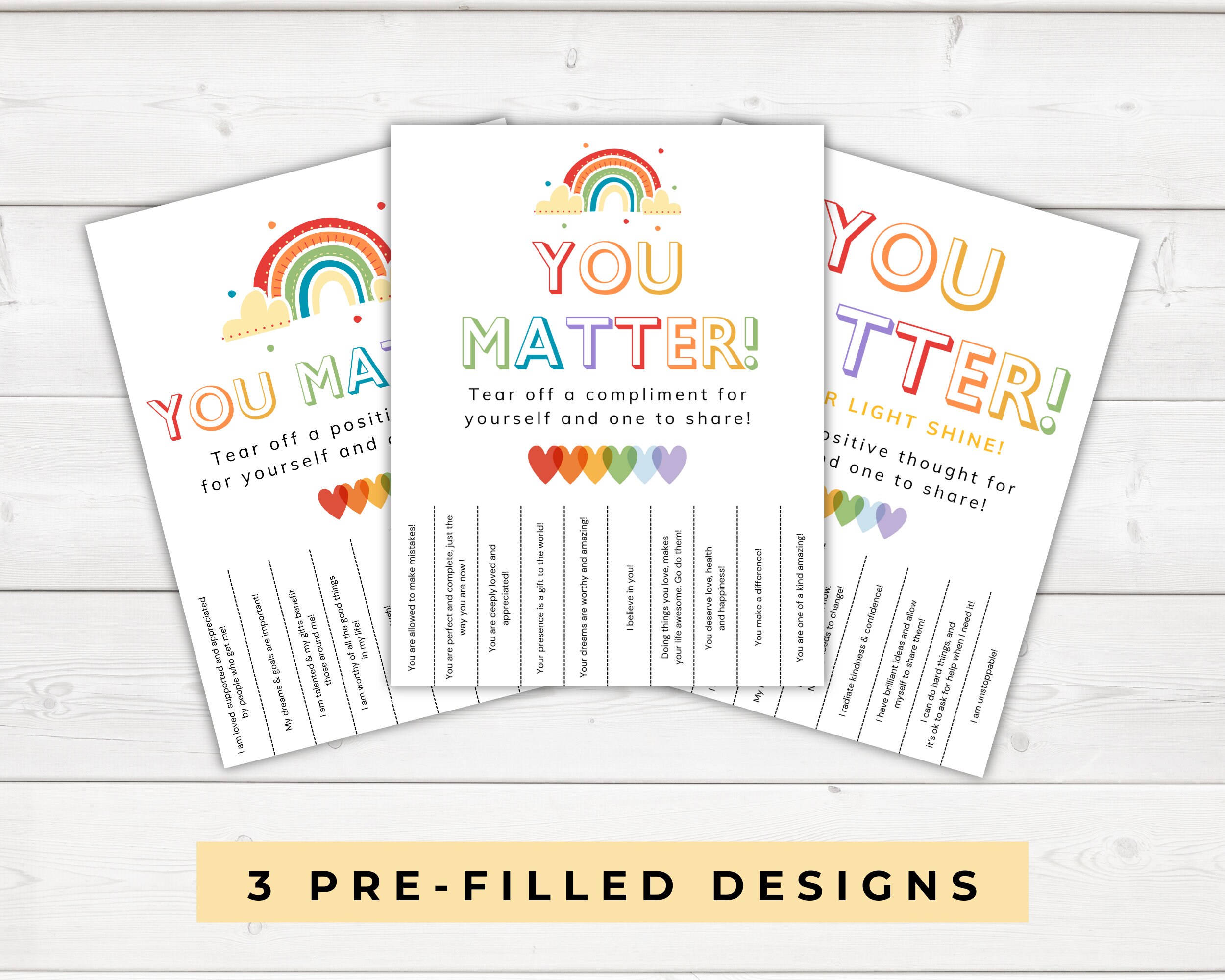 You Matter Words of Affirmation, Tear off Flyer, Tear off Compliments ...