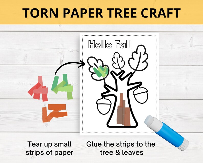 Build A Tree Cut and Paste Craft, Torn Paper Activity, Fall Crafts for ...