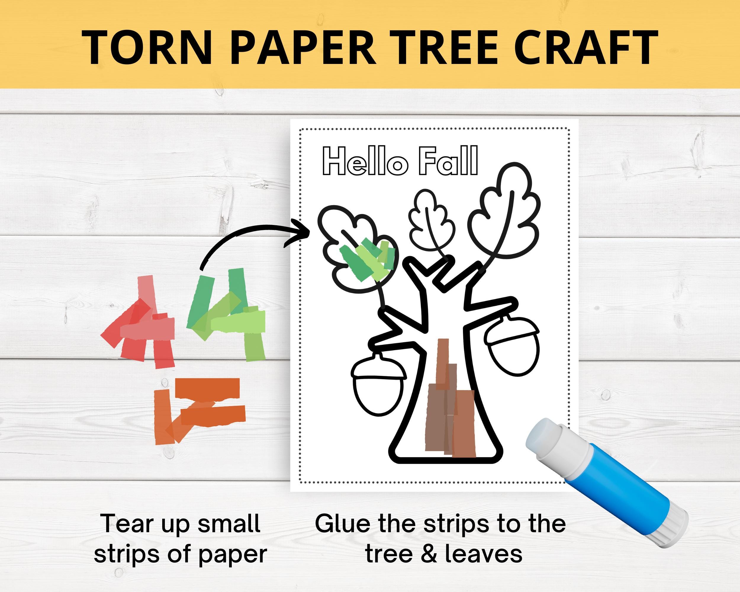Build A Tree Cut and Paste Craft, Torn Paper Activity, Fall Crafts for ...