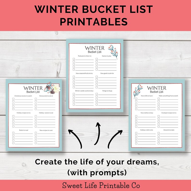Winter Bucket List Printable Travel Bucket List Kids Bucket - Etsy