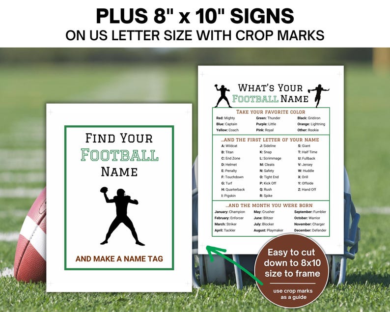 What's Your Football Name Printable, Football Party Games, Name Tags ...