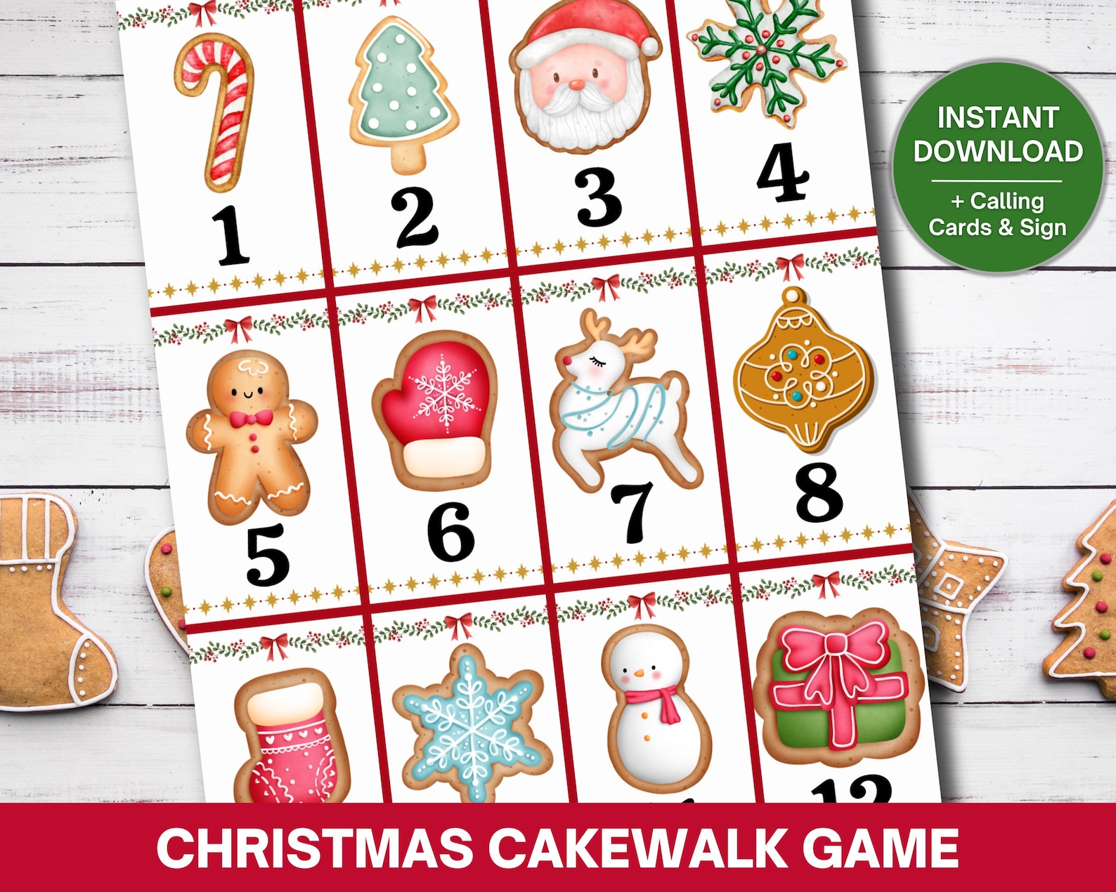 Christmas Cake Walk Game, Printable Cakewalk Signs, Holiday Party Game ...