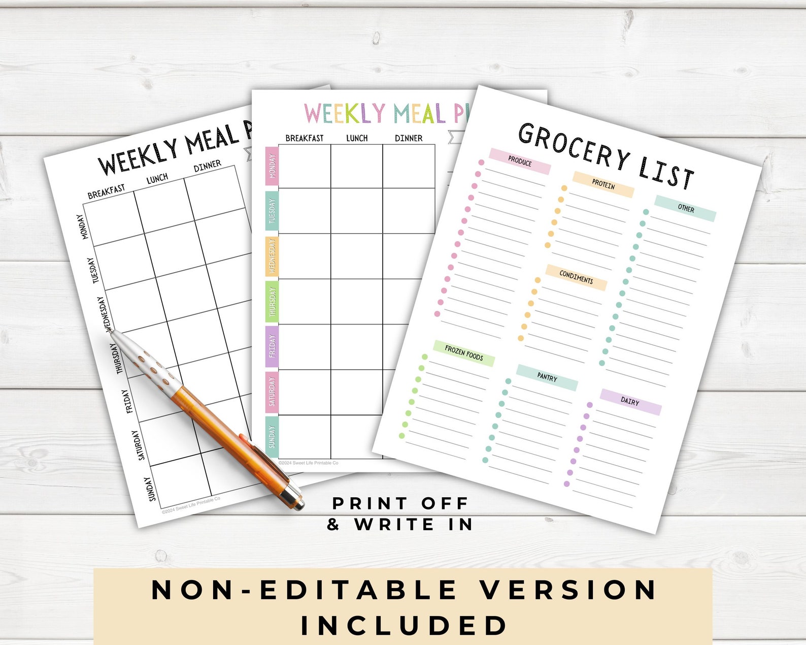 Editable Weekly Meal Planner Printable, Grocery List, Weekly Budget ...