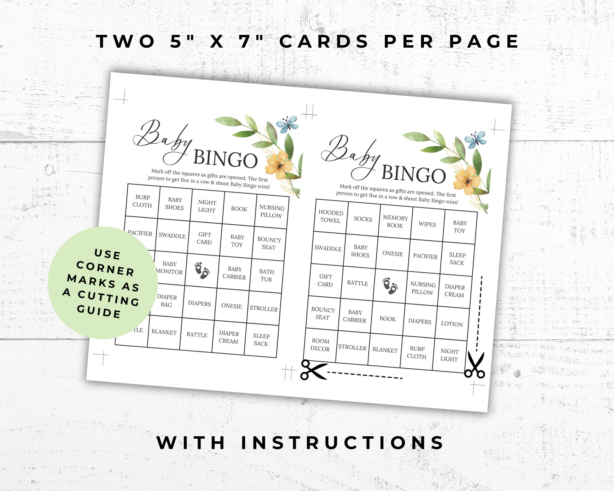 50 Baby Shower Bingo Game Cards, Printable Baby Bingo Game, Baby Shower ...