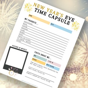 Kids Time Capsule Printable, New Year's Eve Kids Activity, Kids Year in ...