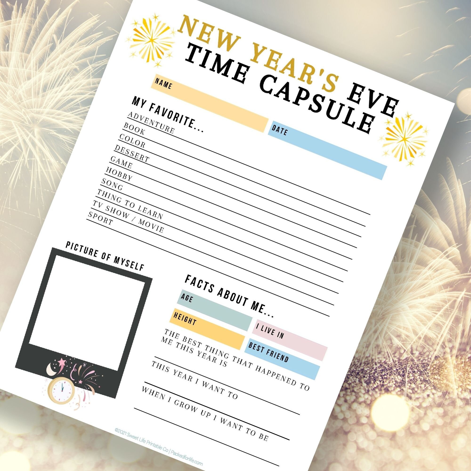 Kids Time Capsule Printable, New Year's Eve Kids Activity, Kids Year in ...